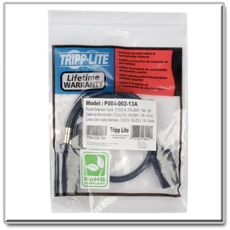 Tripp Lite 2ft Computer Power Cord Extension Cable C14 To C13 13a 16awg 2 Power Extension