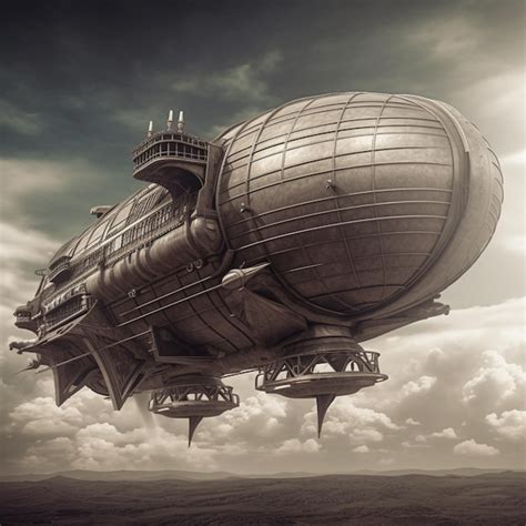 Dirigible En El Cielo Con Nubes Y Cielo Foto Premium