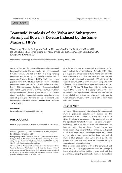 Pdf Bowenoid Papulosis Of The Vulva And Subsequent Periungual Bowens