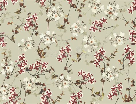 seamless flower branch pattern design for digital print repeating stock