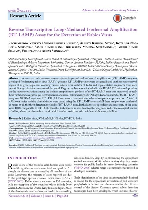 Pdf Reverse Transcription Loop Mediated Isothermal Amplification Rt