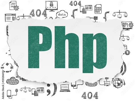 Database Concept Php On Torn Paper Background Stock Illustration Adobe Stock