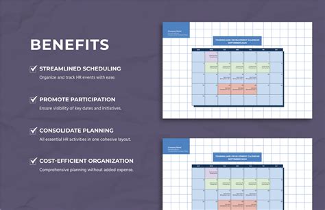 Training And Development Calendar Template In Word Download