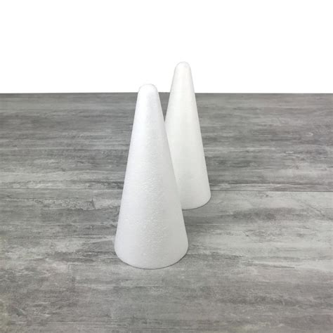 Set Of 2 Polystyrene Cones 20 Cm High Base Diameter 9 Cm High Density
