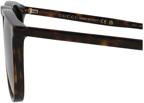 Gucci Round Frame Acetate Sunglasses Shiny Dark Havana Gg0120s
