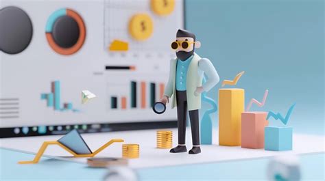 3d Cartoon Businessman Analyzing Data And Charts Premium Ai Generated Image