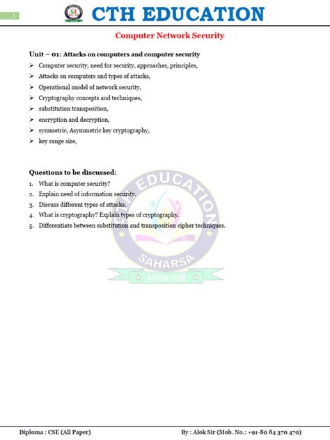 Computer Network Security Complete Notes Pdf Public Key