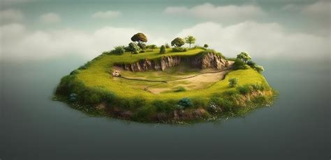 Premium Photo Isometric Green Grass Land Isolated On White Background