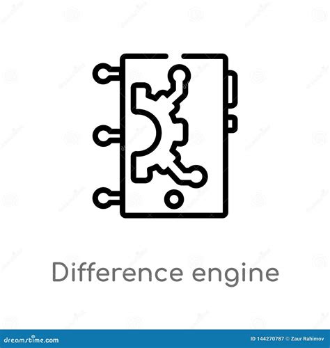 Difference Engine Vector Linear Icon Isolated On Transparent Background Difference Engine