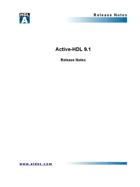 active hdl 9 1 release notes pdf hardware description language vhdl