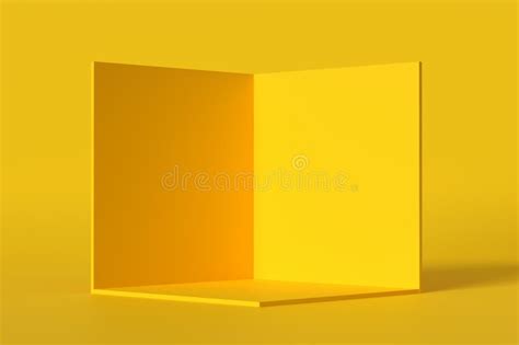 Cross Section Of A Cube Box In Yellow Room Interior Stock Illustration Illustration Of