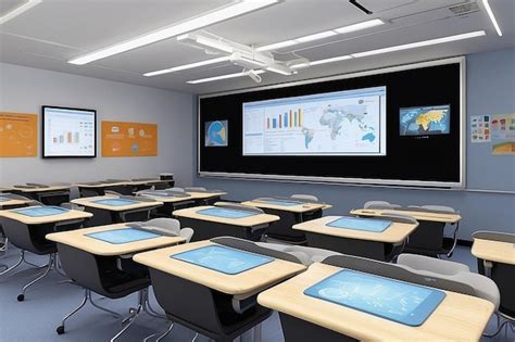 Uma Sala De Aula Com Um Mapa Do Mundo Na Parede Foto Premium