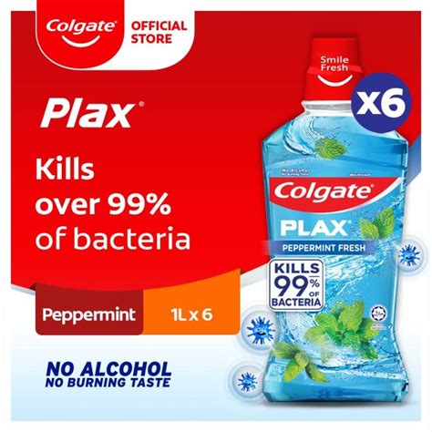 Colgate Plax Freshmint Peppermint Assorted Mouthwash 1l Bundle Of 6