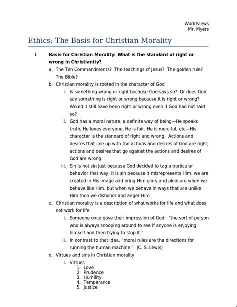 Basis Of Christian Morality The Dock For Learning