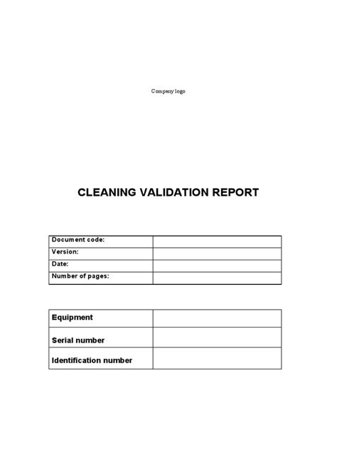 Cleaning Validation Report Template Pdf