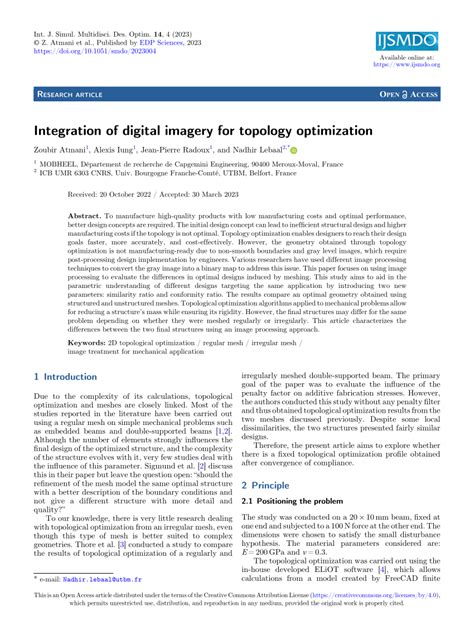 Pdf Integration Of Digital Imagery For Topology Optimization