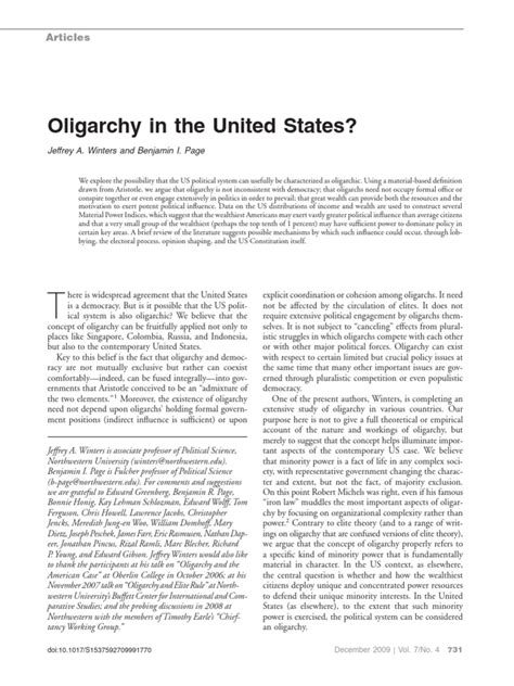 Oligarchy In The United States Pdf