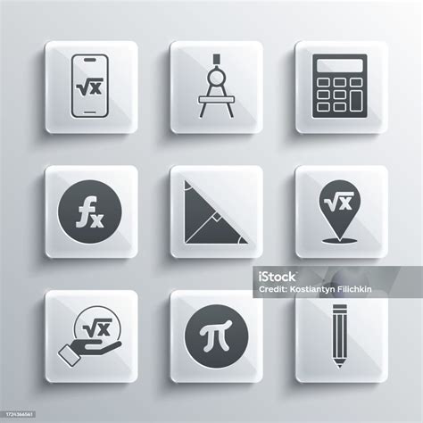 Pi 기호 연필 X 글리프의 제곱근 각도 이등분선 삼각형 함수 수학 및 계산기 아이콘을 설정합니다 벡터 아이콘에 대한 스톡 벡터