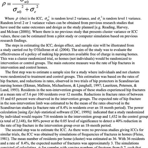 Estimating Sample Size In A Cluster Randomized Trial Cdc Centers For Download Scientific
