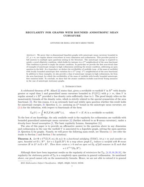 Pdf Regularity For Graphs With Bounded Anisotropic Mean Curvature