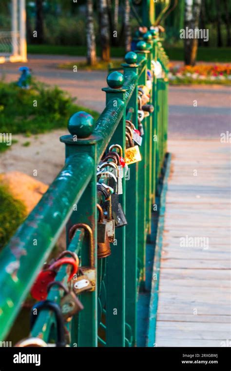 Metal Structure Where Couples Locking The Locks As A Sign Of True Love Stock Photo Alamy