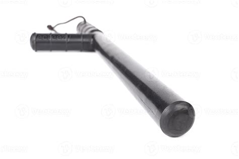 Bastão De Tonfa De Polícia De Borracha Clássico Preto Isolado No Fundo