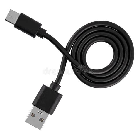 Cable With Usb And Type C Connector Insulated On White Background Stock Image Illustration Of