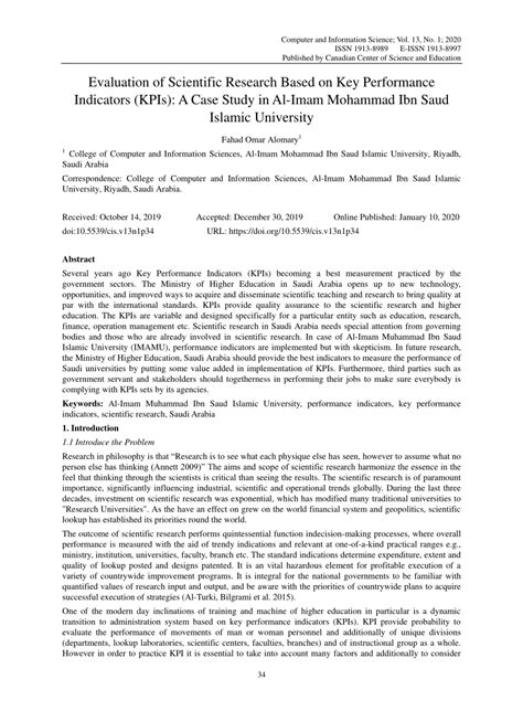 Pdf Evaluation Of Scientific Research Based On Key Performance