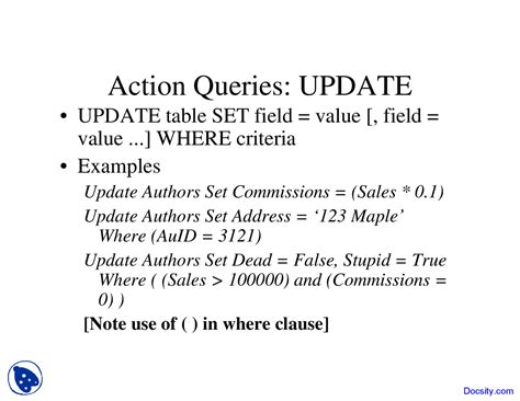 Action Queries E Commerce Lecture Slides Docsity