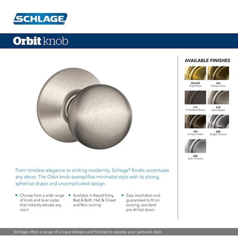 Schlage Orbit Satin Chrome Interior Hallcloset No Deadbolt Dummy Door