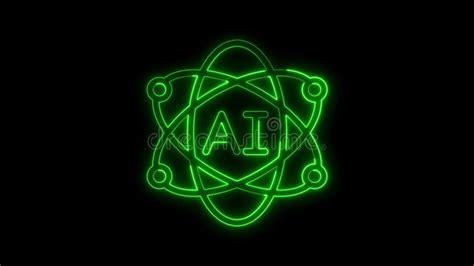 Glowing Neon Line Artificial Intelligence Icon With Ai Text Artificial Intelligence Animation