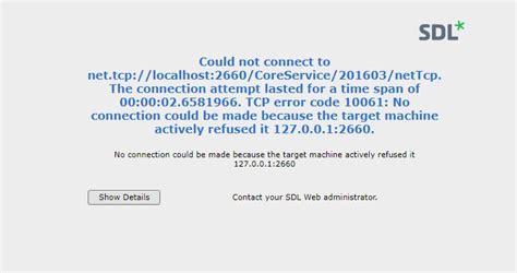 TCP Error Code No Connection Could Be Made Because The Target Machine Actively Refused It