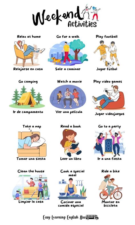 Weekend Activities Actividades De Fin De Semana Vocabulario En Inglés