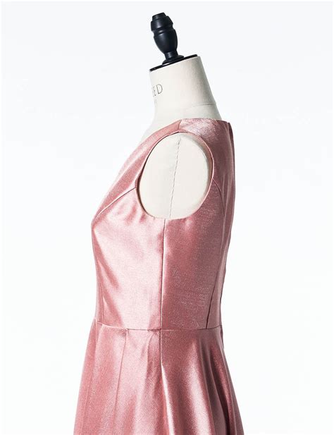 ロングドレス ノースリーブ ピンクゴールド サテン 演奏会 発表会｜ツイードドレス・cl0606 Pkgd Tweed Dress