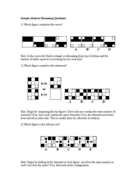 Sample Abstract Reasoning Questions