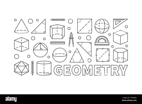 Geometry Vector Concept Line Horizontal Banner Or Illustration On White