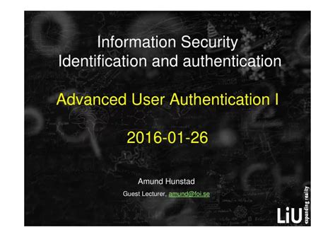 Ppt Information Security Identification And Authentication Advanced