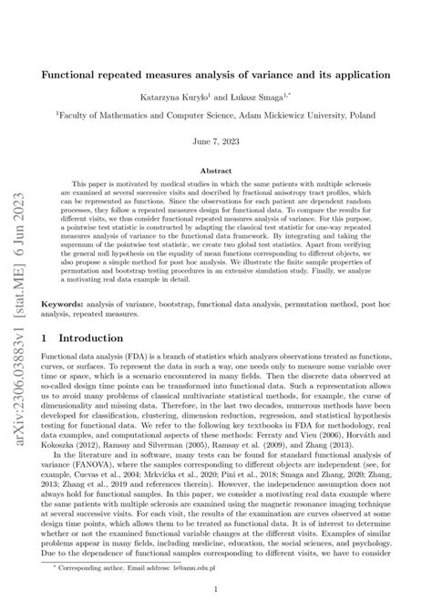 Functional Repeated Measures Analysis Of Variance And Its Application