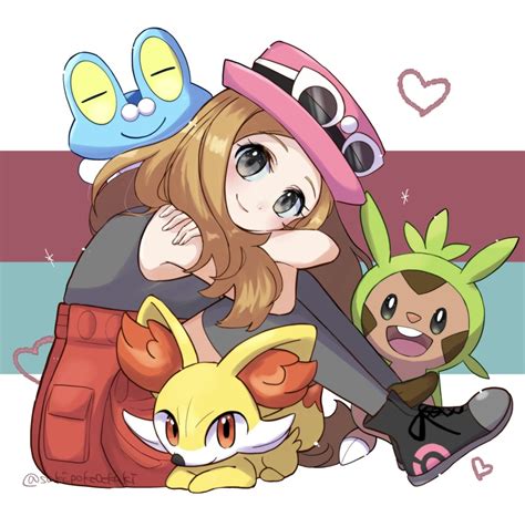 Saki Pokeoekaki Chespin Fennekin Froakie Serena Pokemon Nintendo