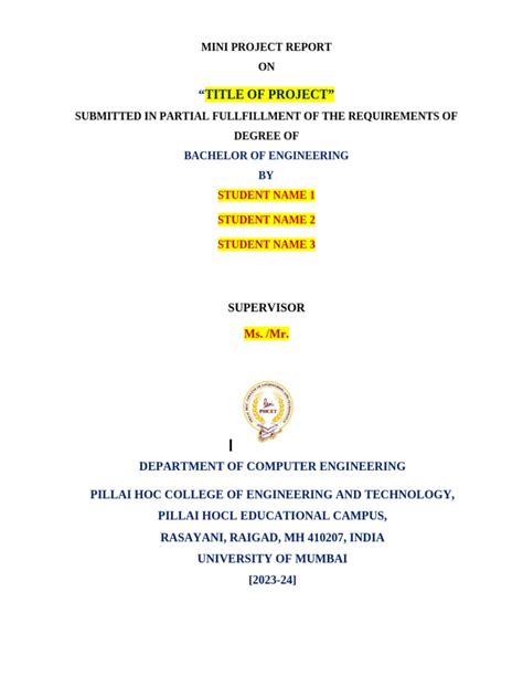 Te Mini Project Report Format Pdf