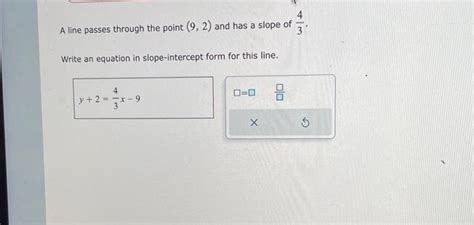 Solved A Line Passes Through The Point 9 2 And Has A