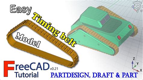 Freecad 021 Timing Belt Example Partdesign Draft And Part Youtube