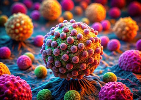 Detailed Microscopic View Of Malignant Skin Cancer Cells A Medical