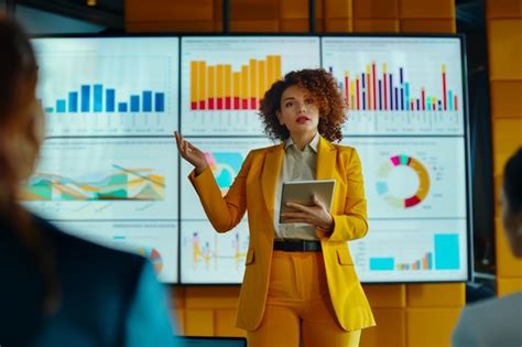Businesswoman Presenting Financial Data Analysis Premium Ai Generated Image