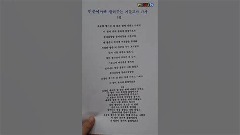 민준이아빠가 부릅니다 거문고야 가사첨부 Shorts Youtube