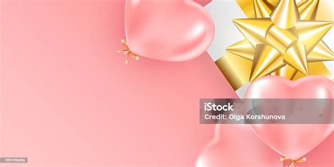 분홍색 헬륨 풍선 축제 배너입니다 텍스트에 대한 공간이 있는 프레임 컴포지션 낭만적 인 배경 발렌타인 데이 컨셉 0명에 대한 스톡 벡터 아트 및 기타 이미지 Istock