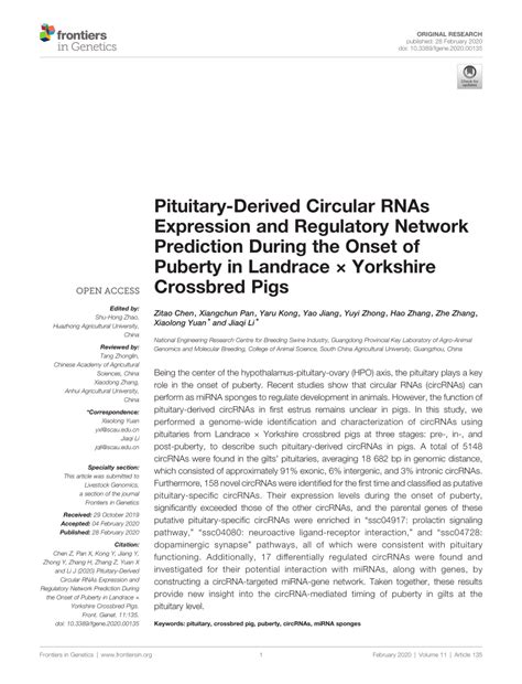 Pdf Pituitary Derived Circular Rnas Expression And Regulatory Network