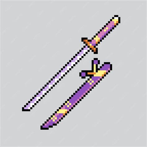 Premium Vector Pixel Art Illustration Katana Pixelated Katana Japanese Katana Sword Icon