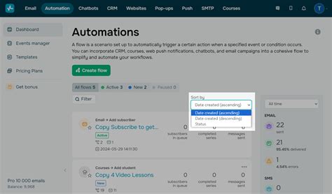 view automated flows sendpulse
