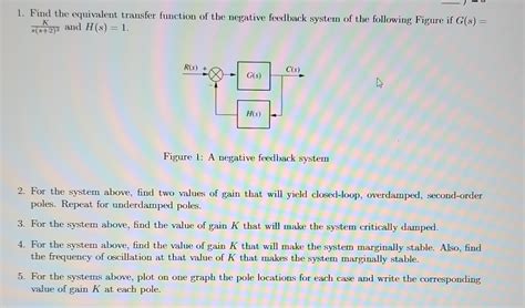 Solved 1 Find The Equivalent Transfer Function Of The